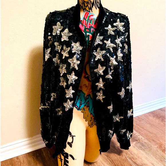 Jackets & Coats | Vintage Glam Elton John Sequence Zipper Jacket Hold ...